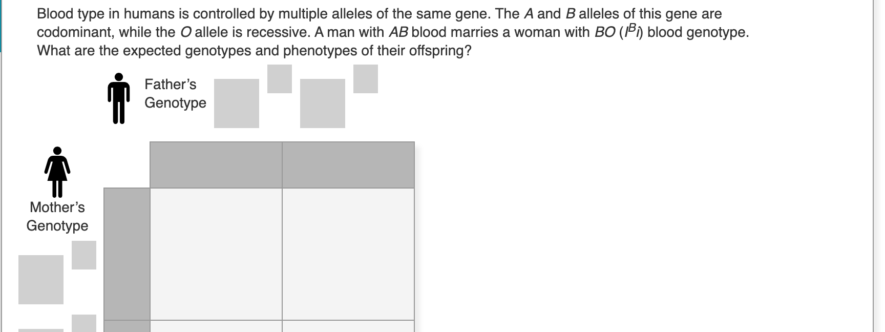 Blood type in humans is controlled by multiple | Chegg.com
