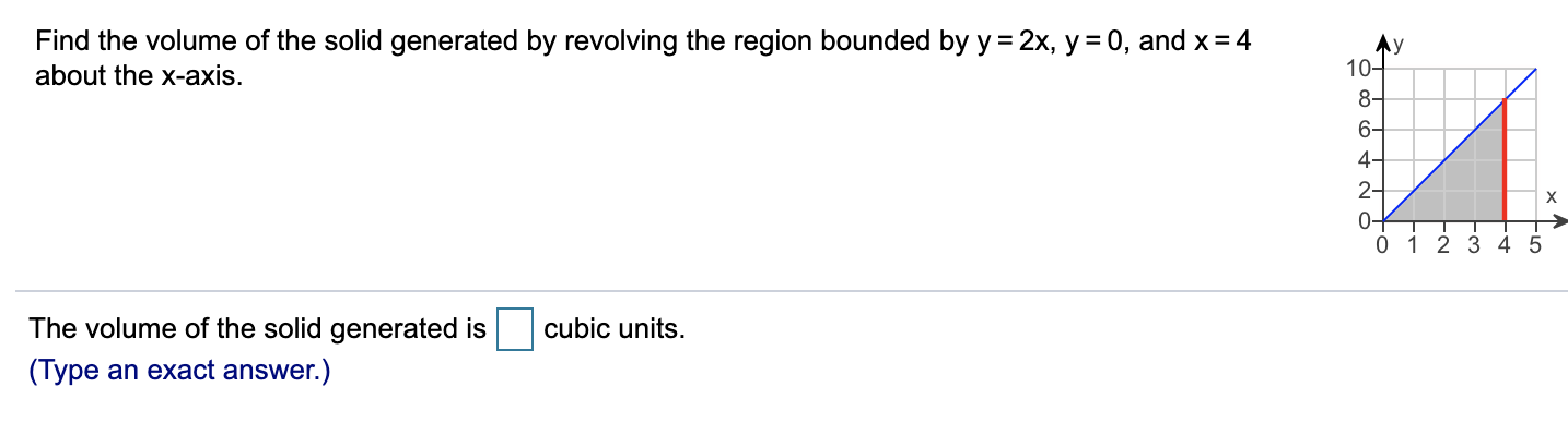 Solved Find the volume of the solid generated by revolving | Chegg.com