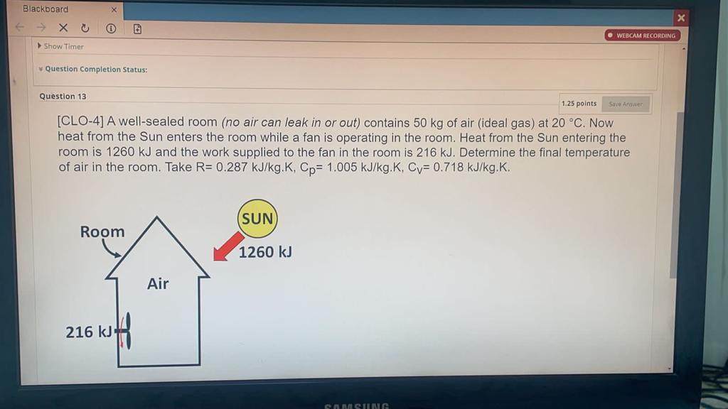 Solved Blackboard X a 0 WEBCAM RECORDING → Show Timer | Chegg.com