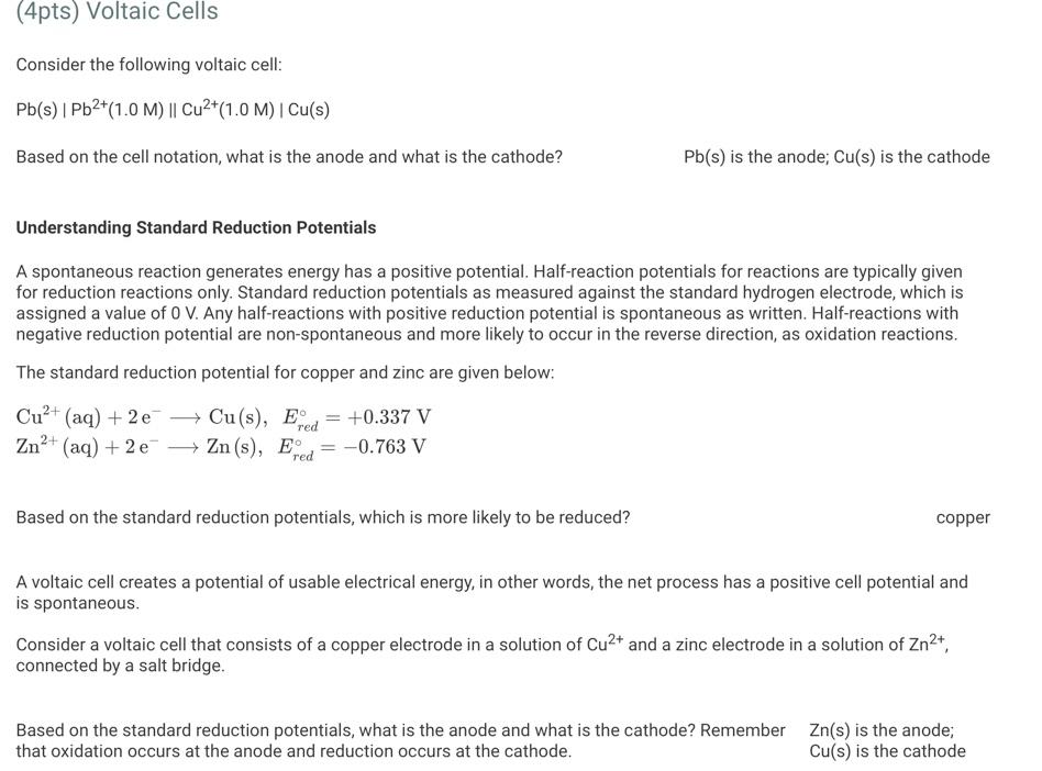 Solved Consider the following voltaic cell: | Chegg.com