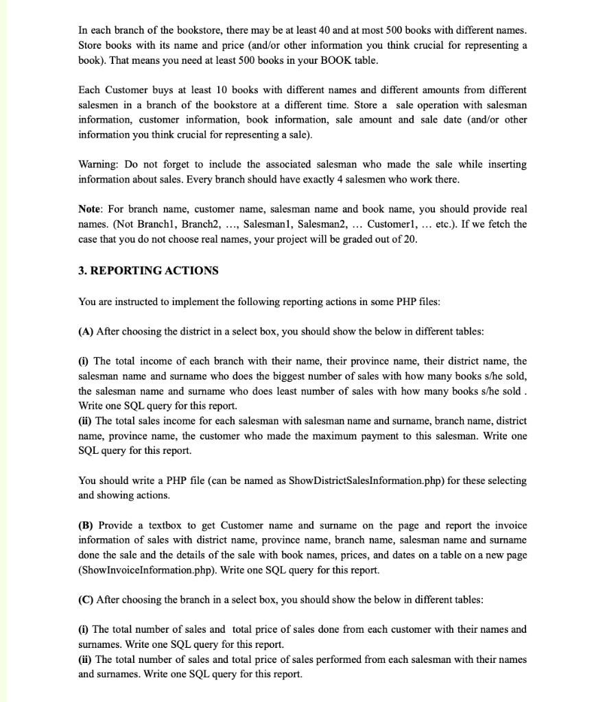 Solved 1. CREATING TABLES OF THE PROJECT (i) Create tables | Chegg.com