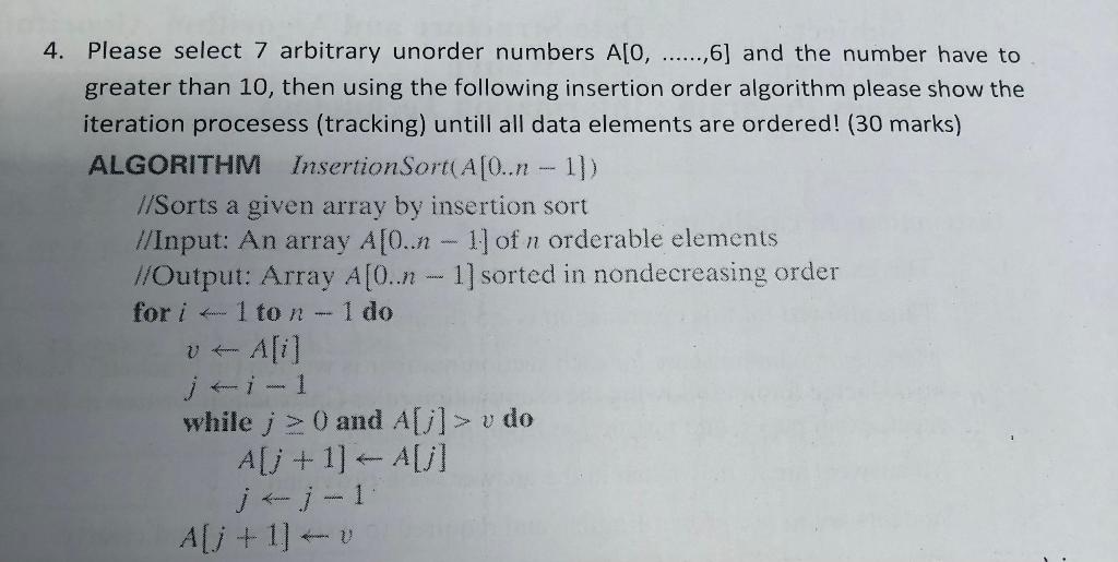 Solved 4. Please select 7 arbitrary unorder numbers | Chegg.com