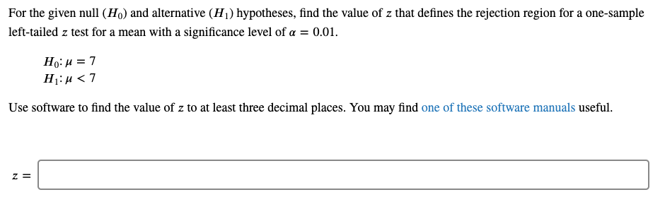 Solved For the given null (H) and alternative (H1) | Chegg.com