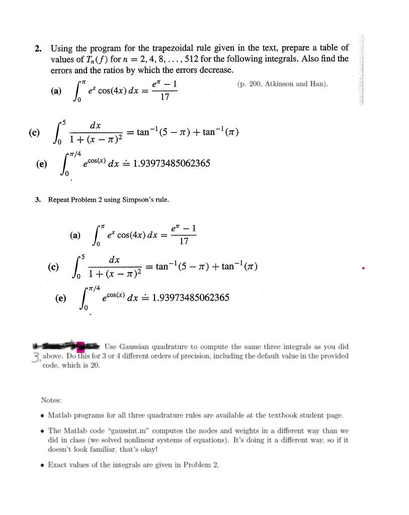 Solved 2. Using the program for the trapezoidal rule given | Chegg.com