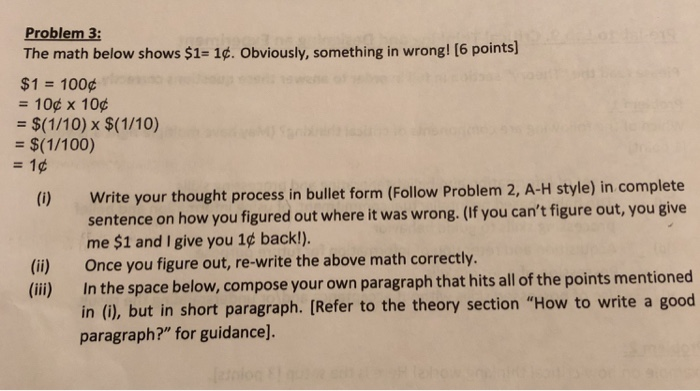 Solved Problem 3: The math below shows $1- 1. Obviously, | Chegg.com