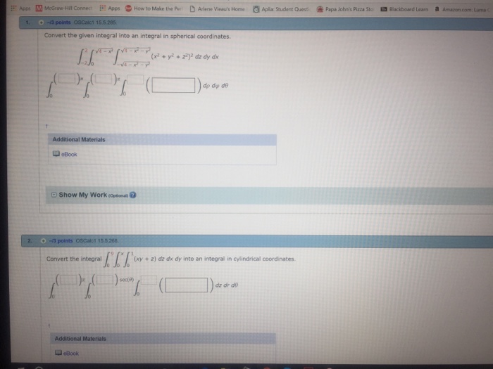 Solved Convert the given integral into an integral in | Chegg.com