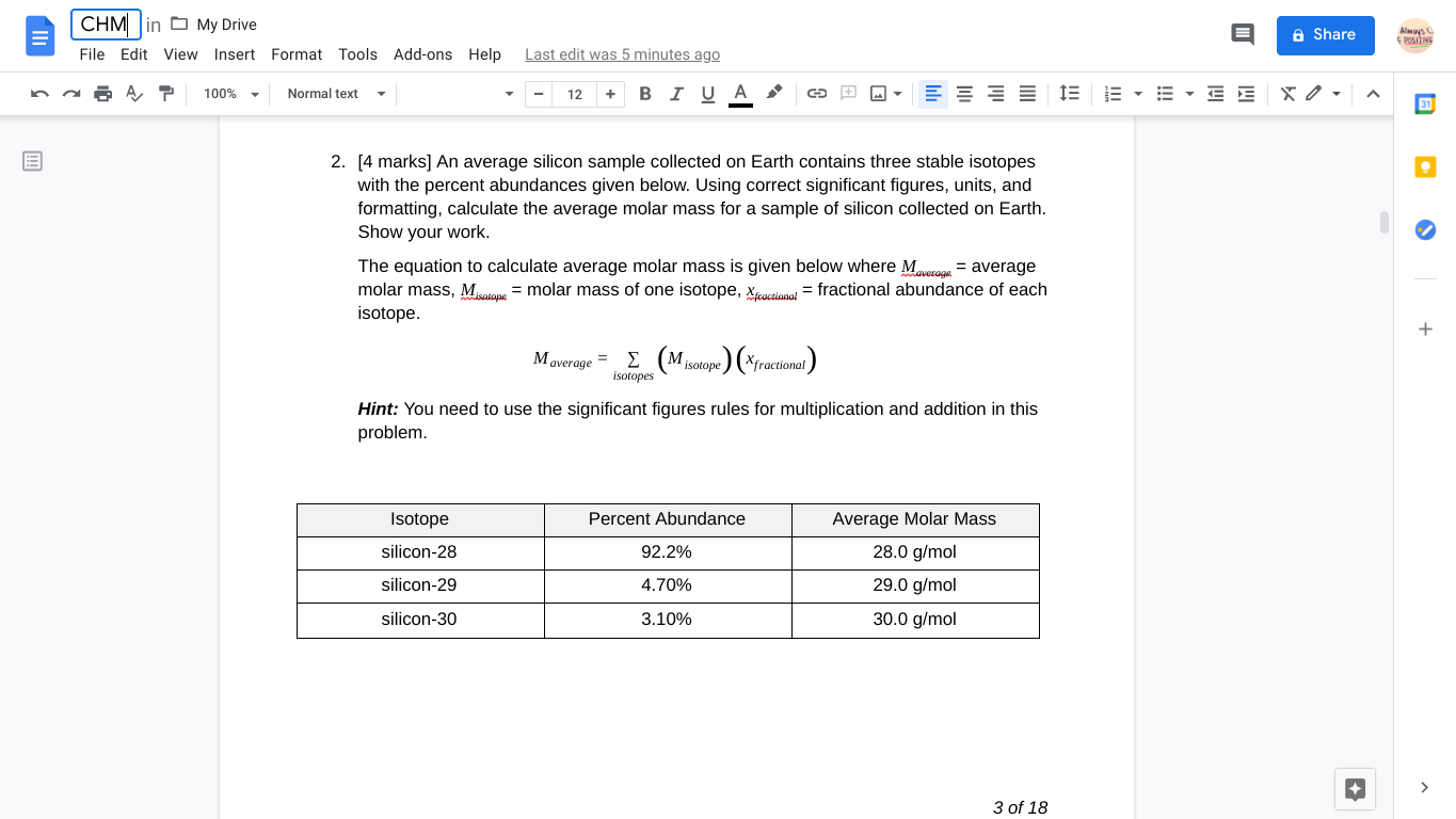 Solved CHM in My Drive File Edit View Insert Format Tools | Chegg.com