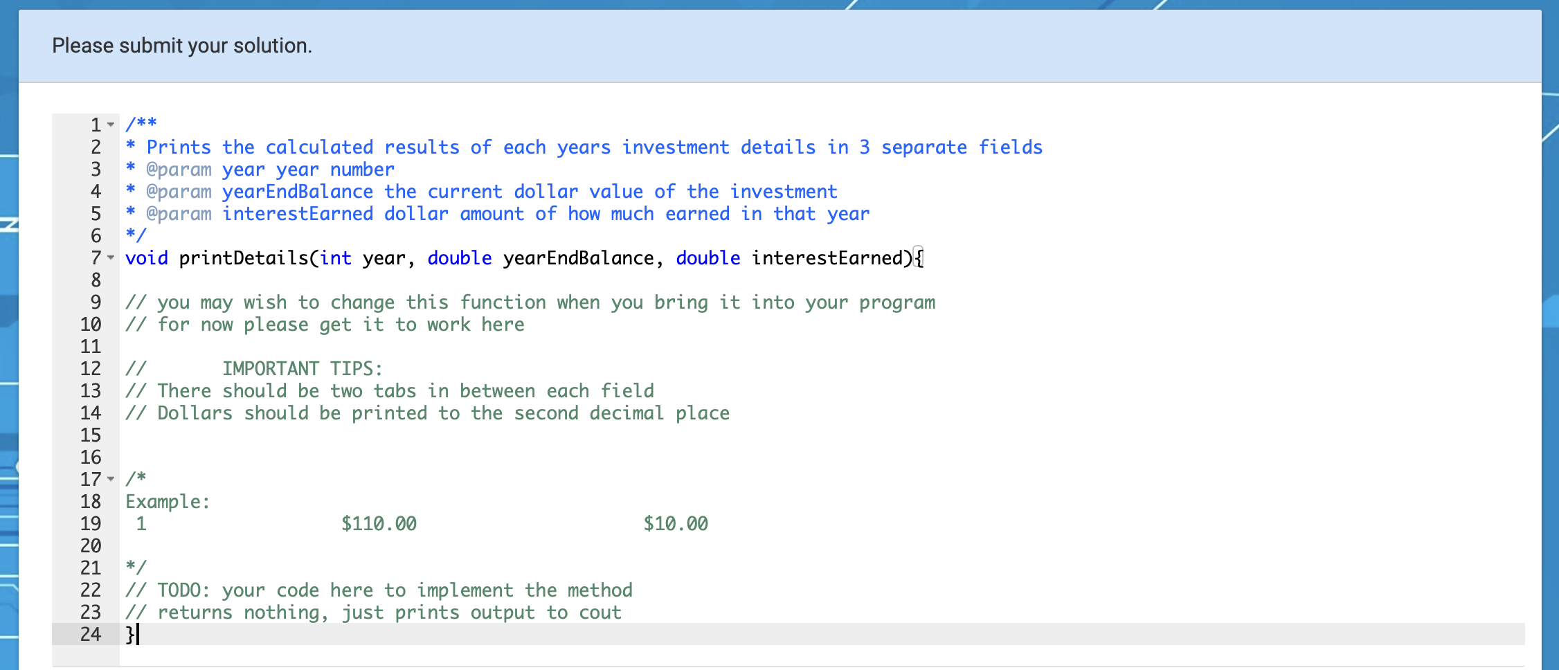 Solved Write a function to calculate bank balances without a | Chegg.com