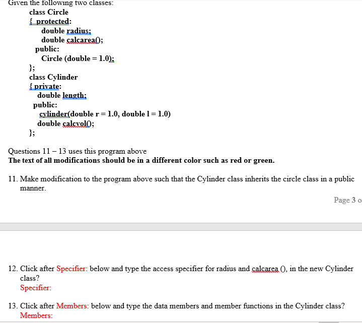 Solved Given the following two classes class Circle { | Chegg.com