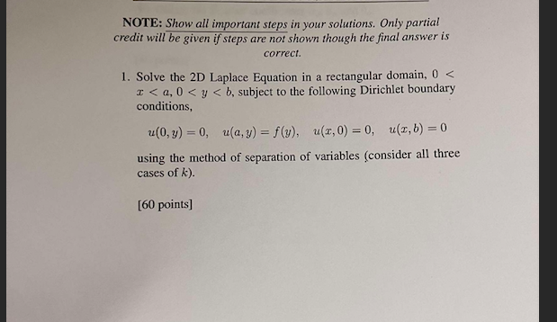 Solved NOTE: Show all important steps in your solutions. | Chegg.com