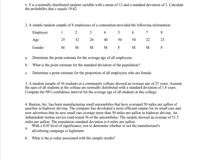 Solved 1. Xis a normally distributed random variable with a | Chegg.com