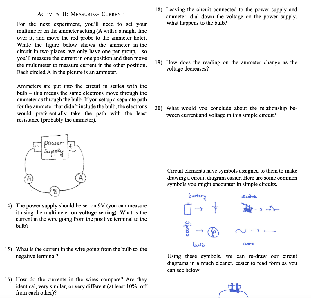 Solved Activity B: MEASURing CurRent Circuit elements are | Chegg.com