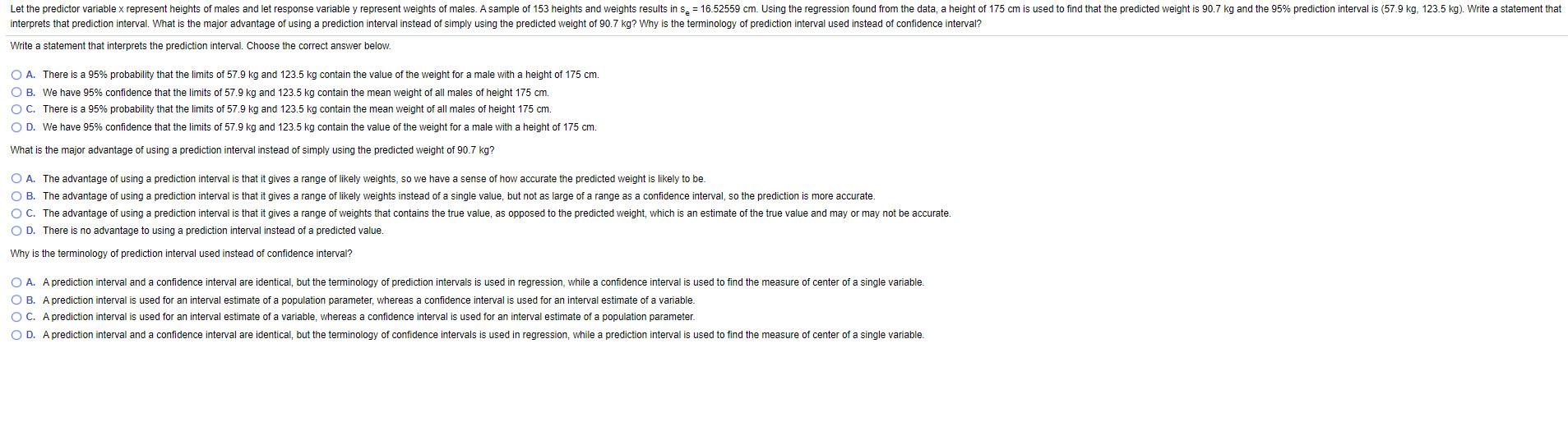 Solved Let The Predictor Variable X Represent Heights Of 
