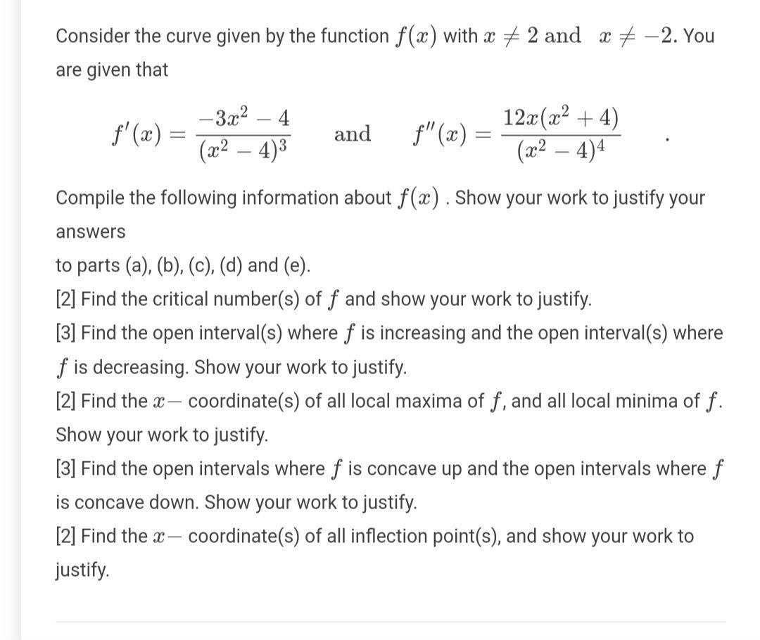 Solved Consider the curve given by the function f(x) with | Chegg.com