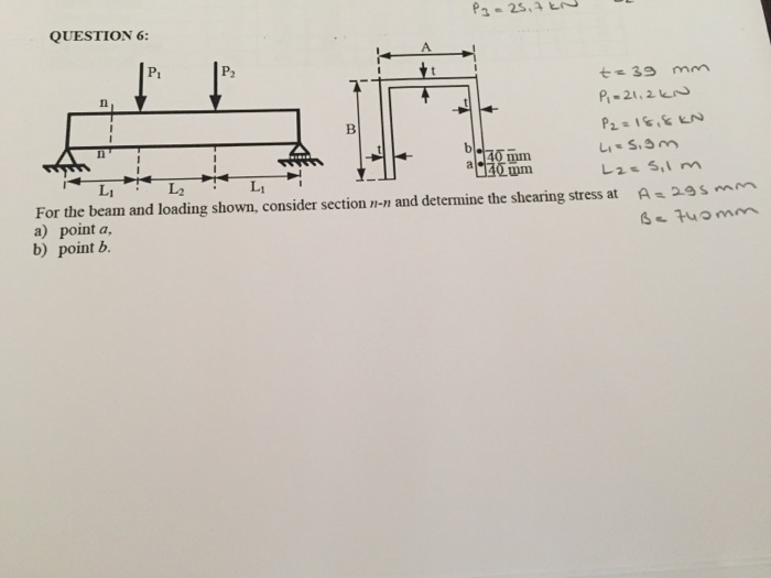 Solved For the beam and loading shown, consider section | Chegg.com