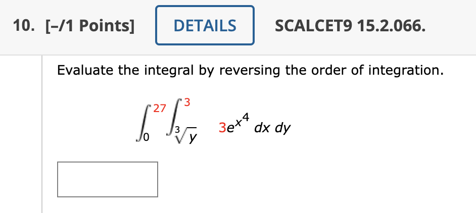 Solved -/1 Points] SCALCET9 15.2.066. Evaluate the integral | Chegg.com