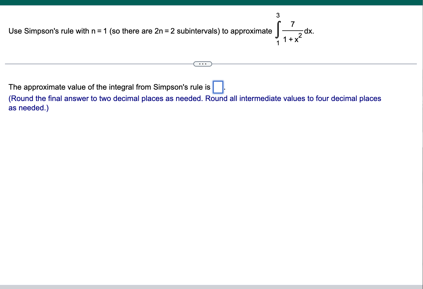 Solved Use Simpson's rule with n=1 (so there are 2n=2 | Chegg.com