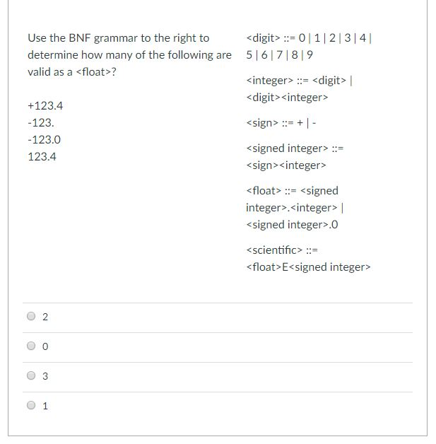Solved Use the BNF grammar to the right to determine how | Chegg.com