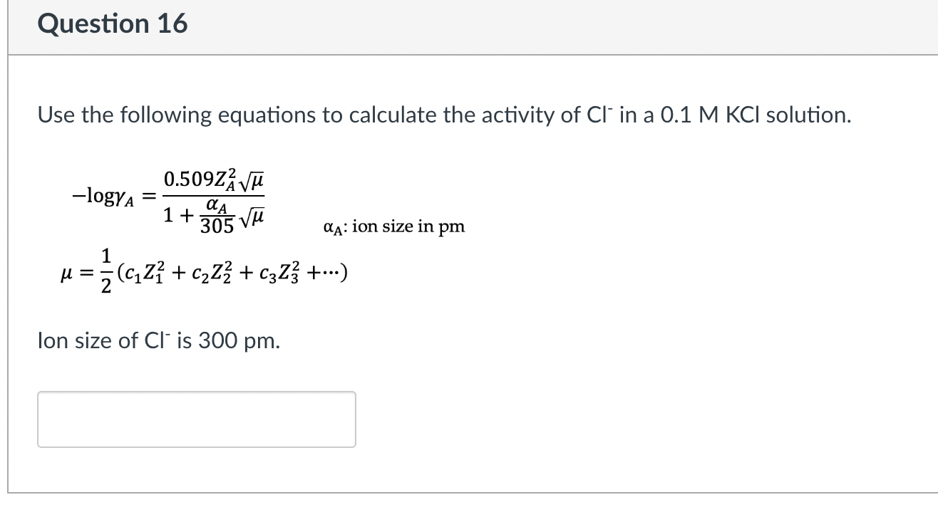 Solved Question 16Use the following equations to calculate | Chegg.com