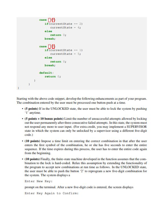 Implementation of a Combination Lock (40 points) | Chegg.com