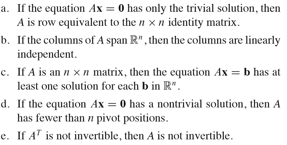 Solved a. If the equation Ax = 0 has only the trivial | Chegg.com