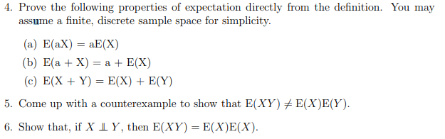 Solved 4 Prove The Following Properties Of Expectation