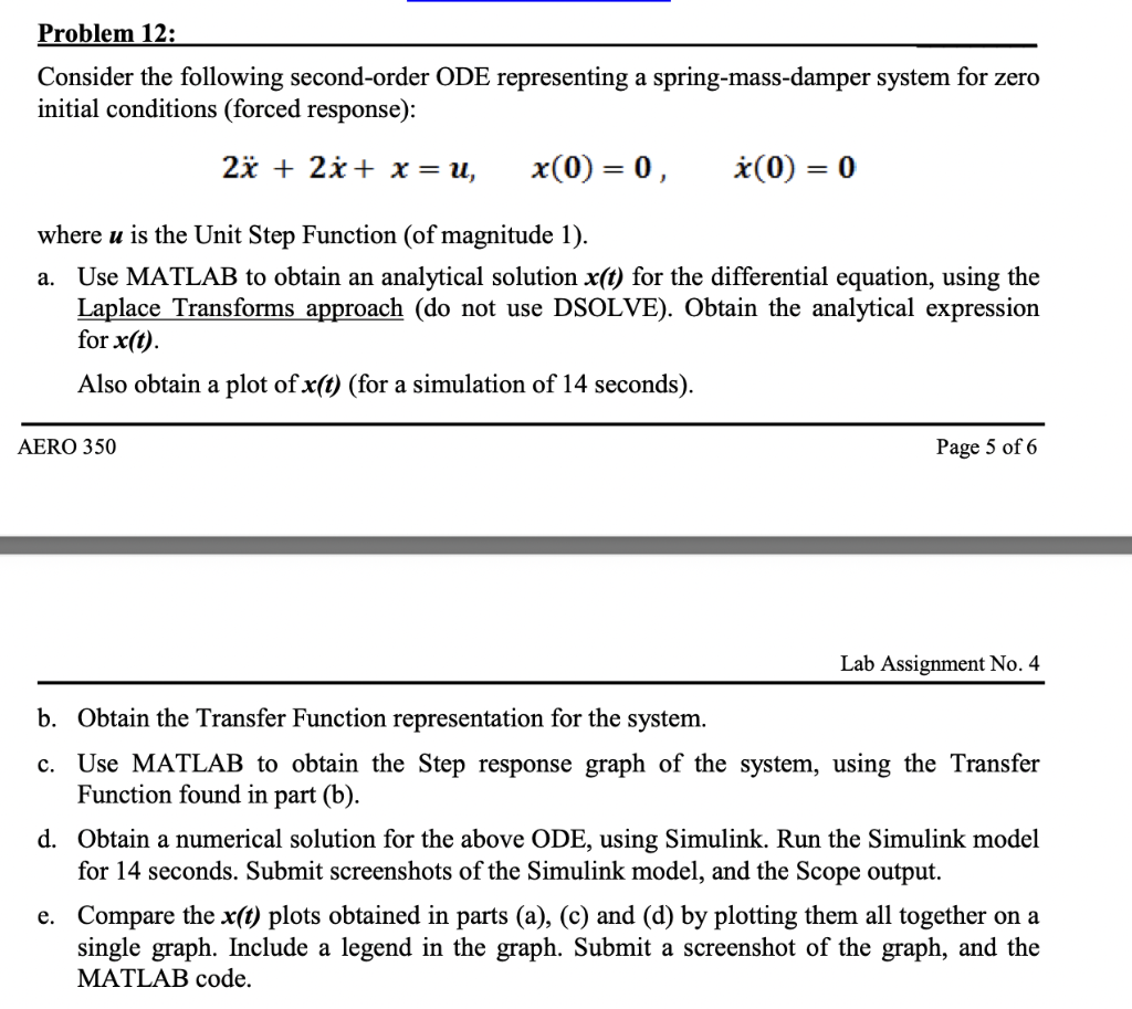 Solved Consider the following second-order ODE representing | Chegg.com