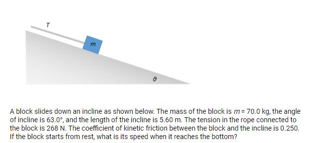 Solved A block slides down an incline as shown below. The | Chegg.com