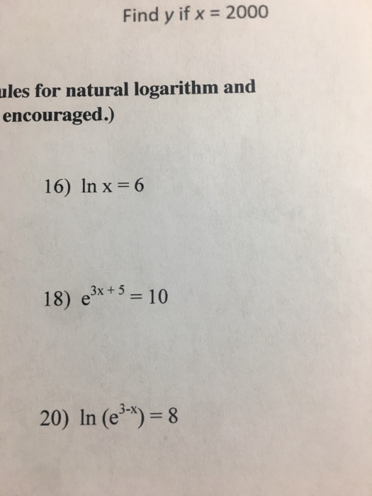 Solved Problems #15-20: (Solve equations us exponentials- | Chegg.com