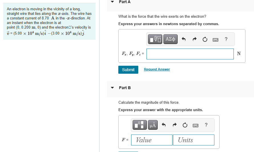 Solved Part AAn electron is moving in the vicinity of a | Chegg.com