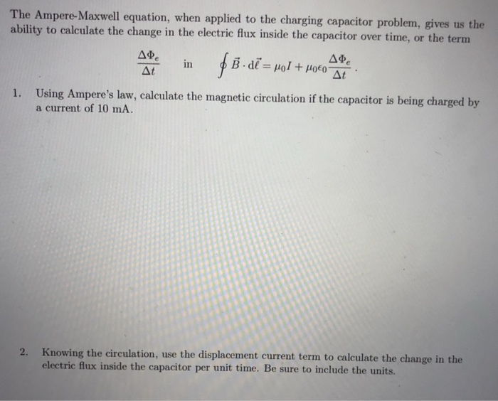Solved The Ampere-Maxwell equation, when applied to the | Chegg.com