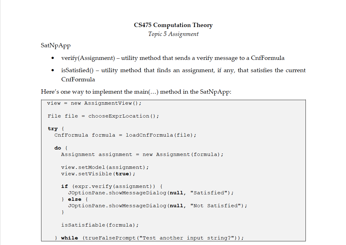 Solved CS475 Computation Theory Topic 5 Assignment This | Chegg.com