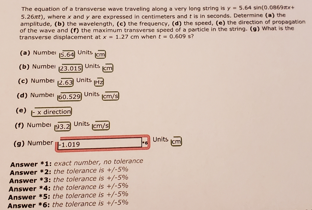 Solved The equation of a transverse wave traveling along a | Chegg.com