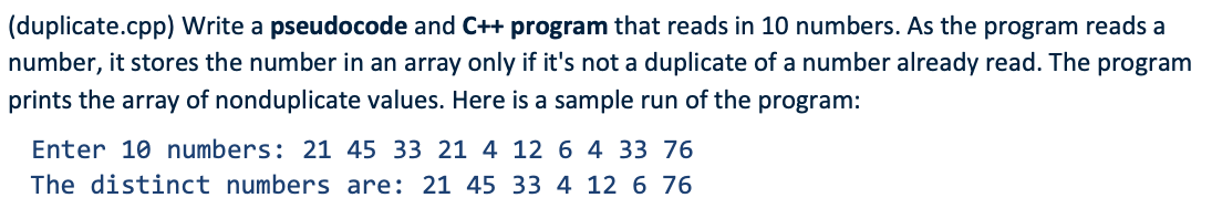 Solved Duplicatecpp Write A Pseudocode And C Program 3832