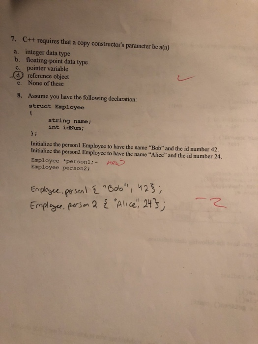 Solved 7. C++ requires that a copy constructor's parameter | Chegg.com