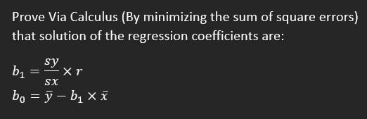 Solved Using calculus, prove that solution of the regression | Chegg.com
