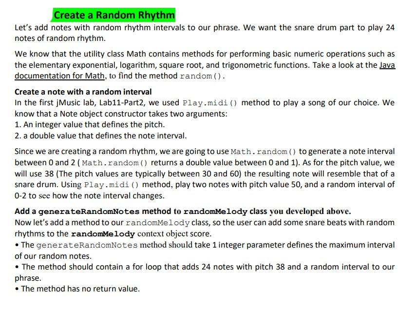 Create a Random Rhythm Let's add notes with random | Chegg.com