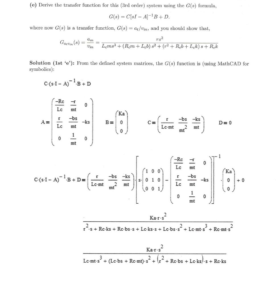 Linear Response Analysis of Electromechanical Shaker: | Chegg.com