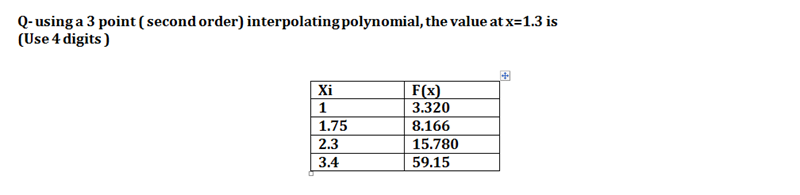 Solved Q- using a 3 point ( second order) interpolating | Chegg.com