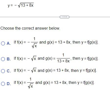 Solved y=−13+8x Choose the correct answer below. A. If | Chegg.com