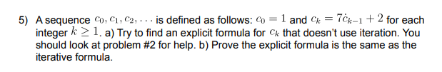 Solved A sequence c0,c1,c2,… is defined as follows: c0=1 and | Chegg.com