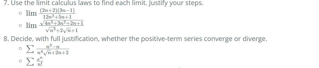 Solved 7. Use the limit calculus laws to find each limit. | Chegg.com