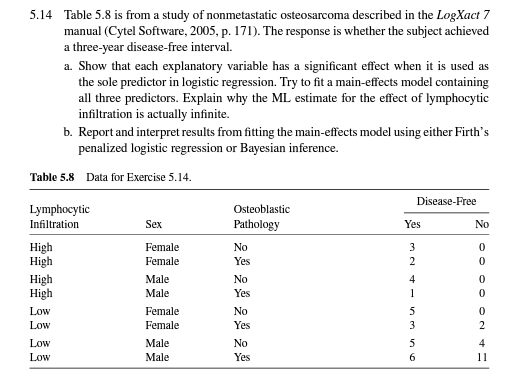 5.14 Table 5.8 is from a study of nonmetastatic | Chegg.com