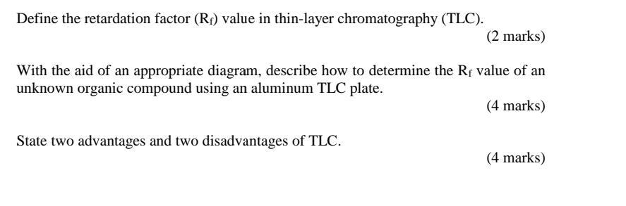 Solved Define the retardation factor (Rt) value in | Chegg.com