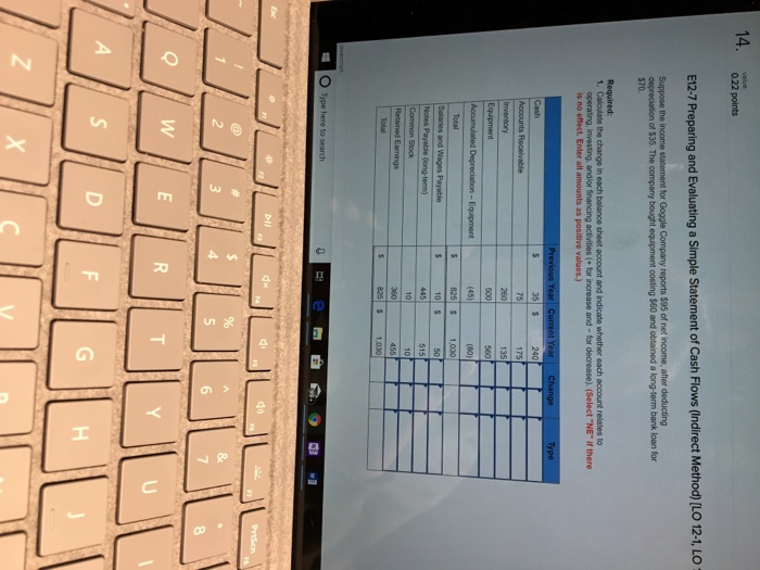 Solved 14. 022 point E12-7 Preparing and Evaluating a Simple | Chegg.com