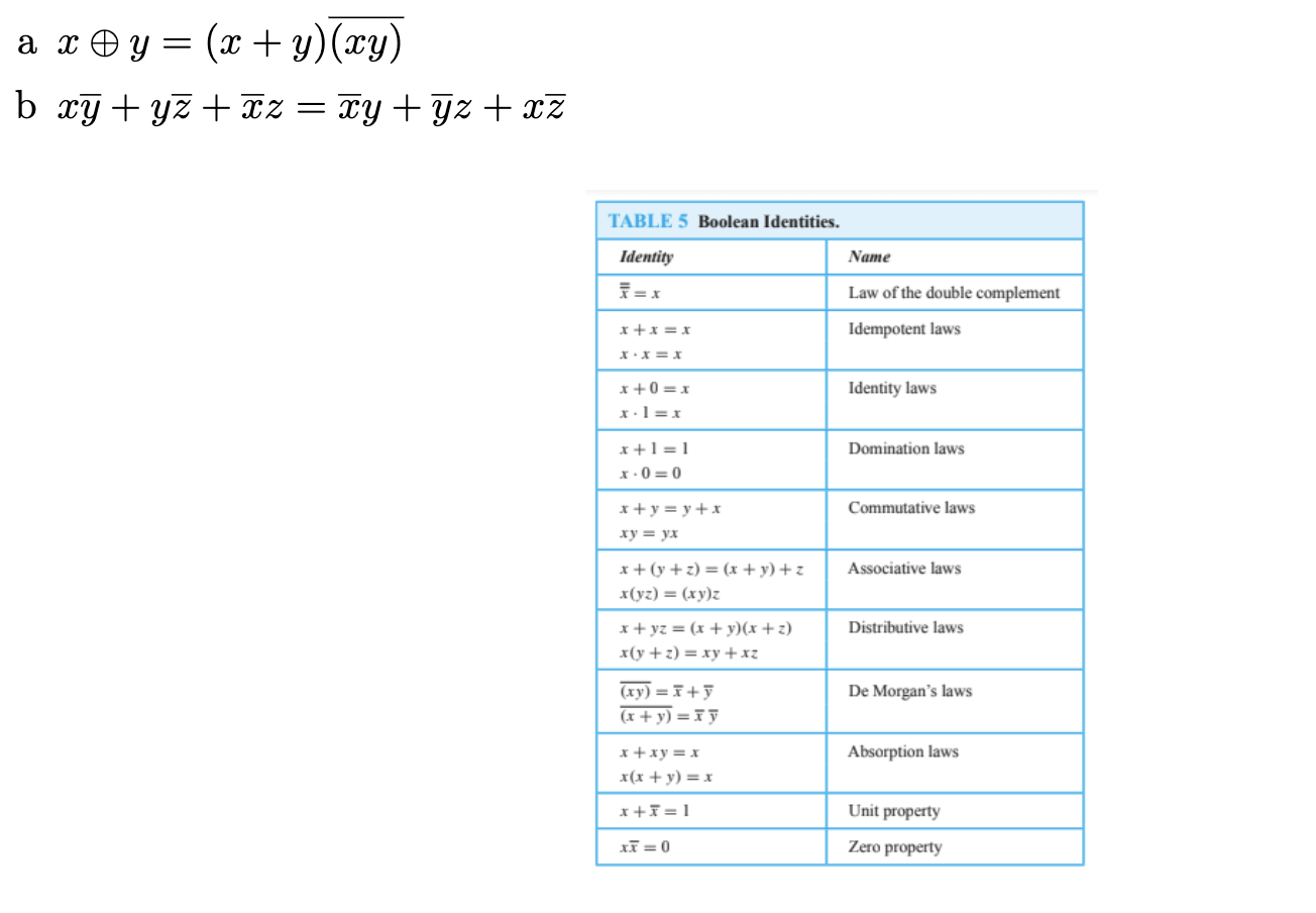 The Boolean operator ⊕, called the XOR operator, is | Chegg.com