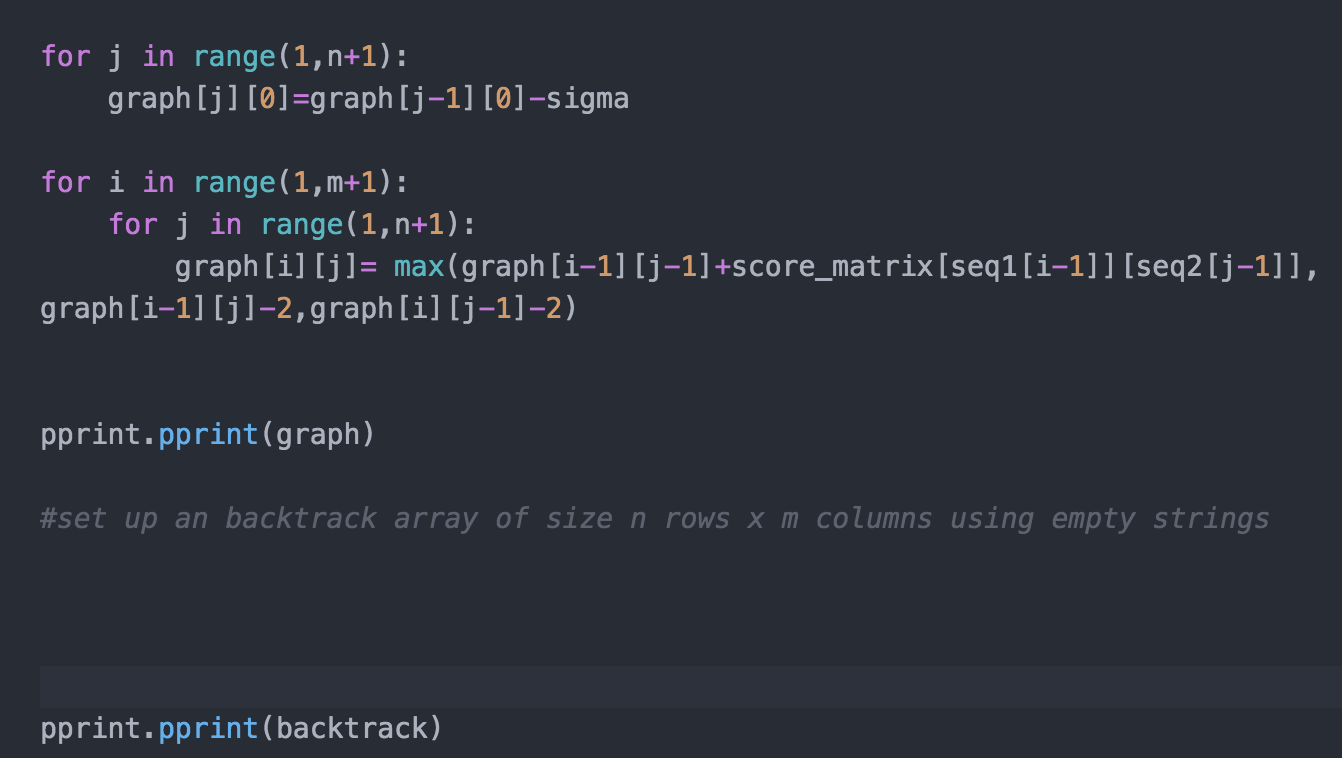 Solved Hi I have a global sequence alignment code on python | Chegg.com