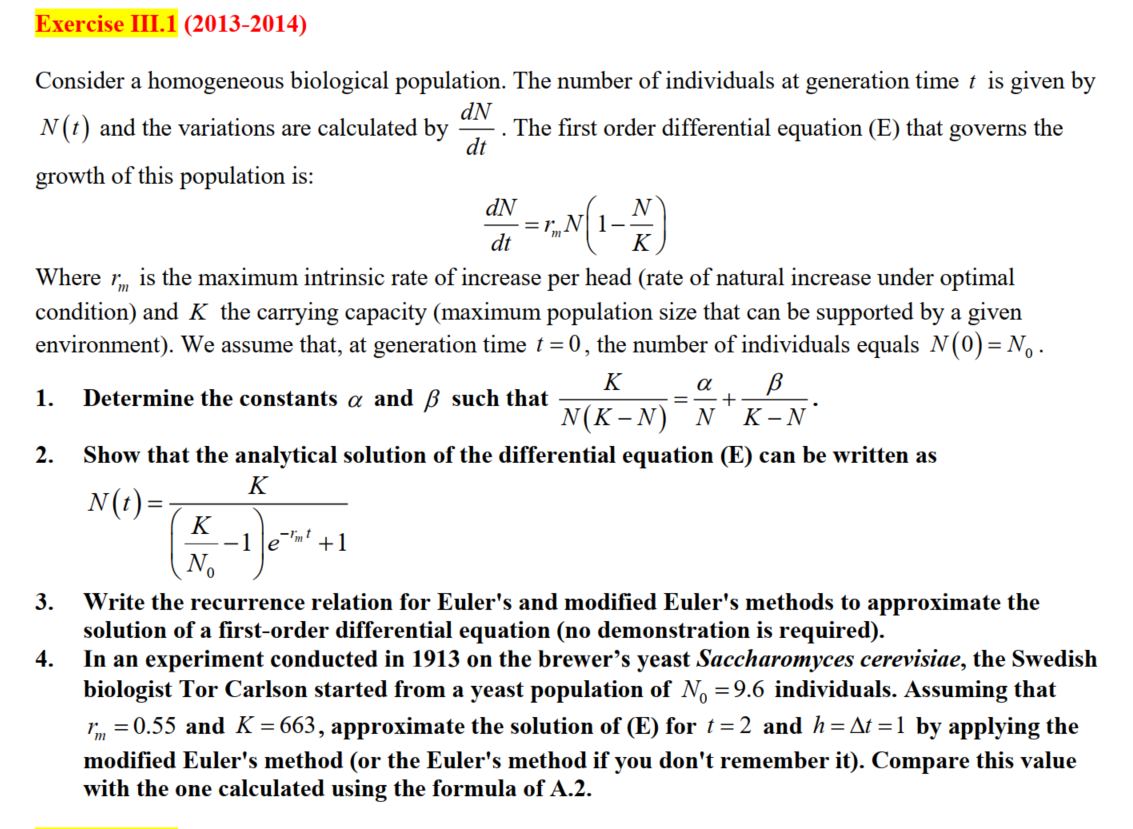 Solved Exercise III.1 (2013-2014) =r_N(1) 1. α + Consider a | Chegg.com