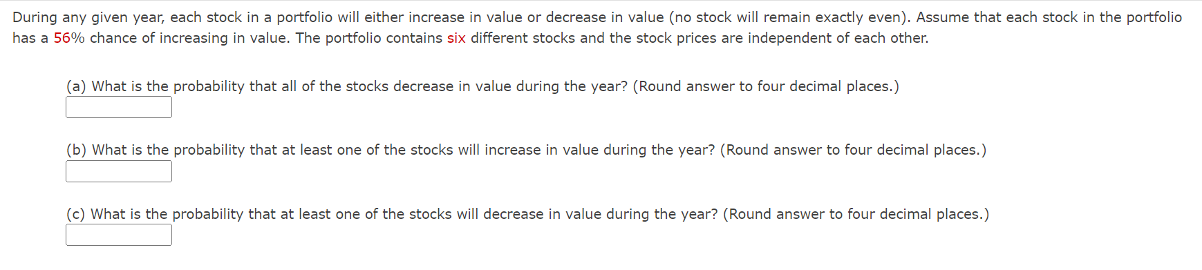 Solved During any given year, each stock in a portfolio will | Chegg.com