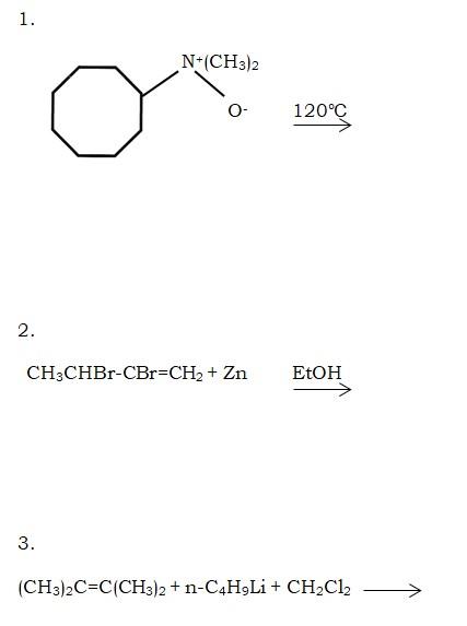 Solved 1 1. N+(CH3)2 120°C 2. CH3CHBr-CBr=CH2 + Zn EtOH 3. | Chegg.com